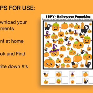 Halloween I Spy Games for Kids, Printable I Spy, Counting Game, Seek ...