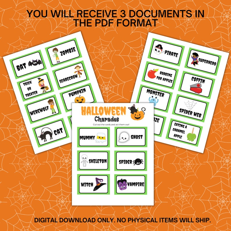 Spooky Halloween Charades Printable Digital Download Party Game - Etsy