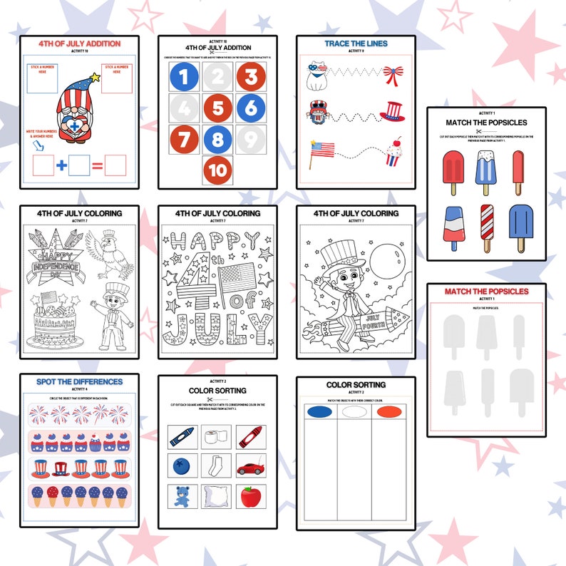 4th of July Printable Activities for Preschoolers and Kindergarteners ...