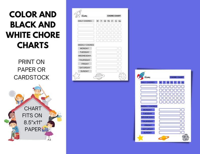 Outer Space Kids Chore Chart, Kids Chore Chart, Chore Charts for Kids ...