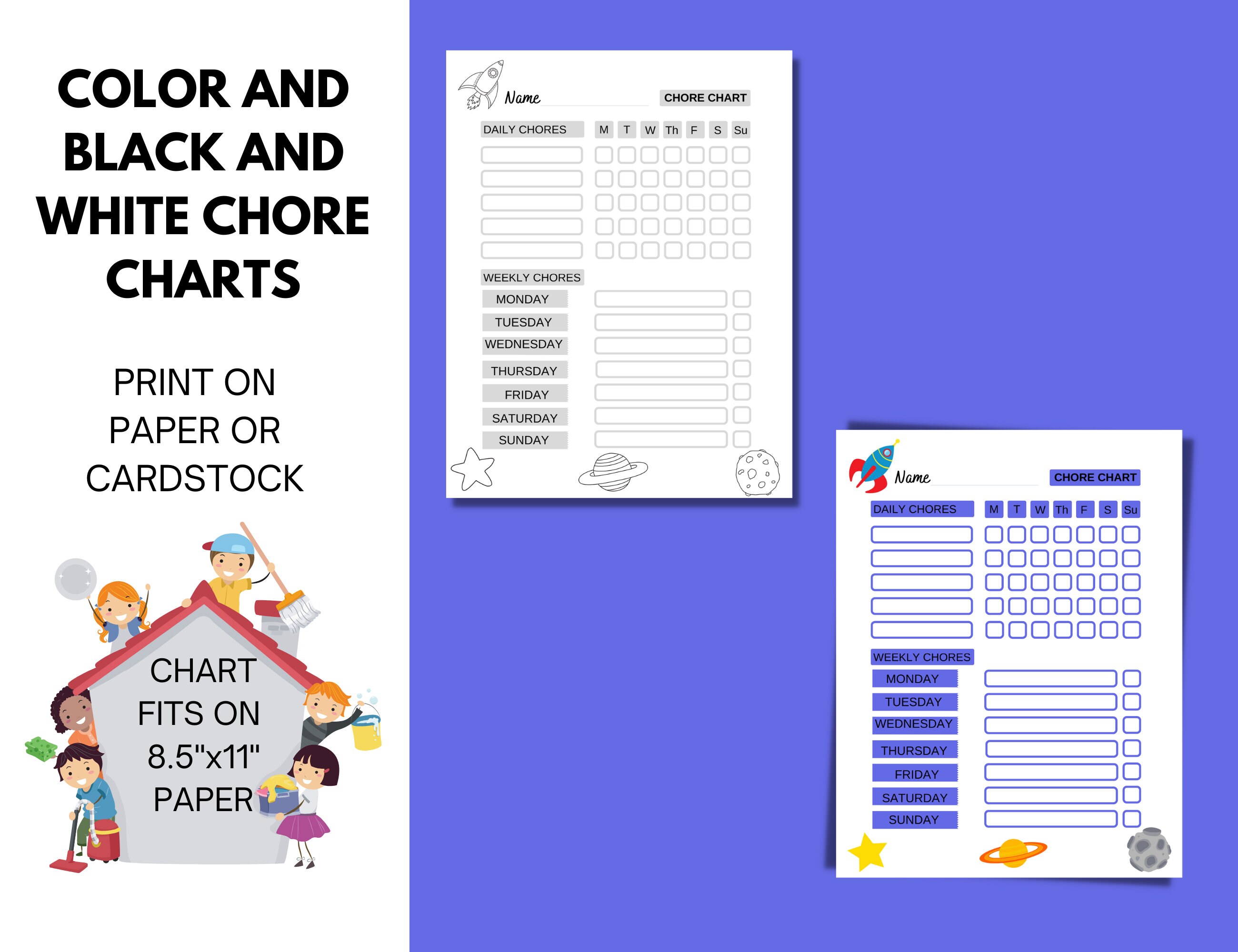 Outer Space Kids Chore Chart, Kids Chore Chart, Chore Charts for Kids ...