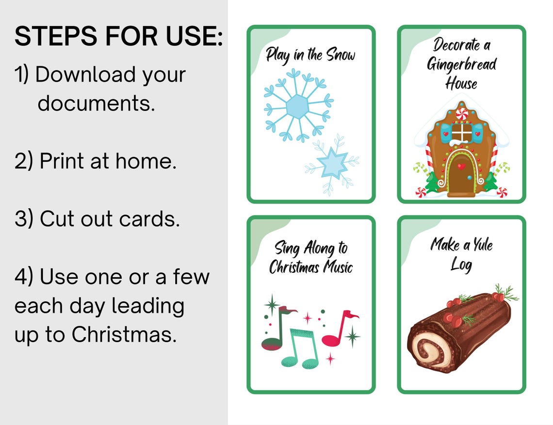 Christmas Activity Cards: Family Advent Calendar (digital Download) - Etsy