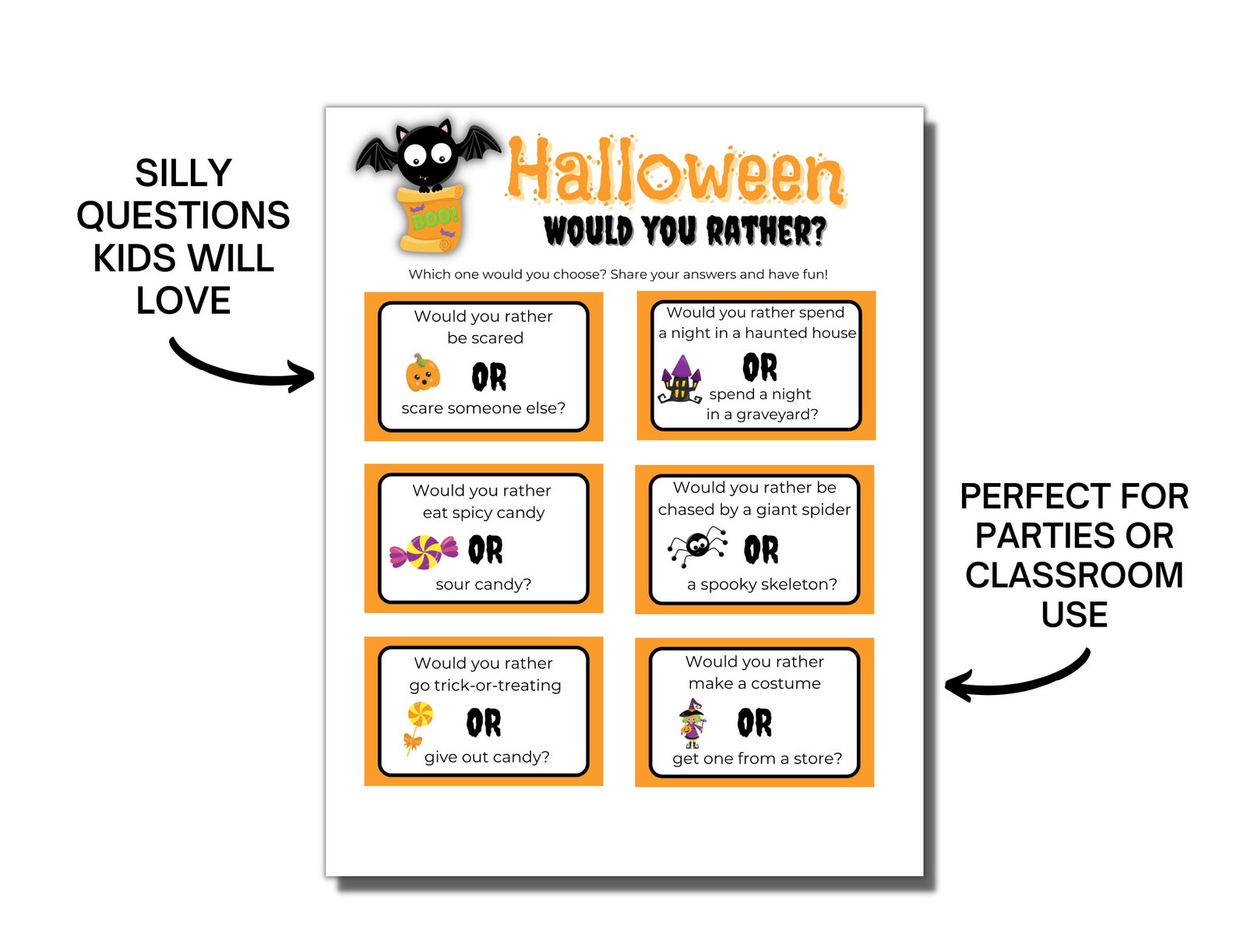 Halloween Would You Rather Game, Would You Rather Printable, Halloween ...