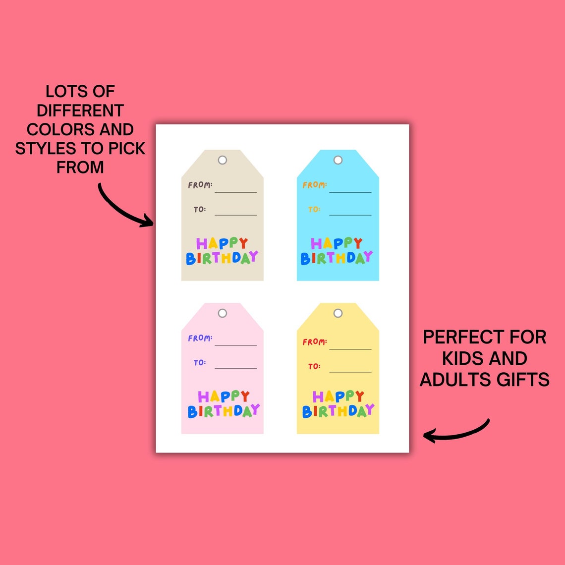 Happy Birthday Gift Tags, Printable Gift Tags, Printable Birthday Gift ...