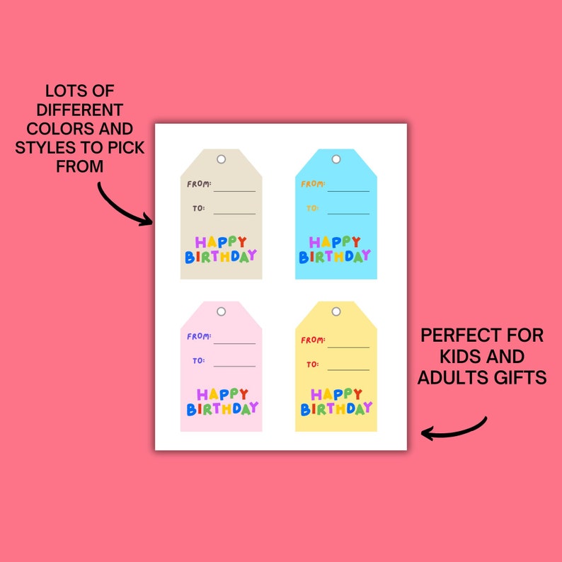 Happy Birthday Gift Tags, Printable Gift Tags, Printable Birthday Gift ...
