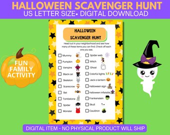 Kids Halloween Scavenger Hunt Game: Printable Treasure Hunt (digital ...