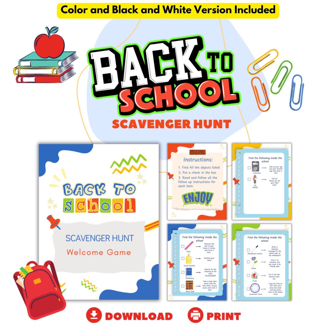 Printable Back to School Scavenger Hunt for Teachers and Classroom ...