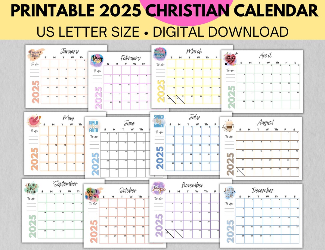 2025 Christian Printable Calendar, Christian Calendar, Printable ...