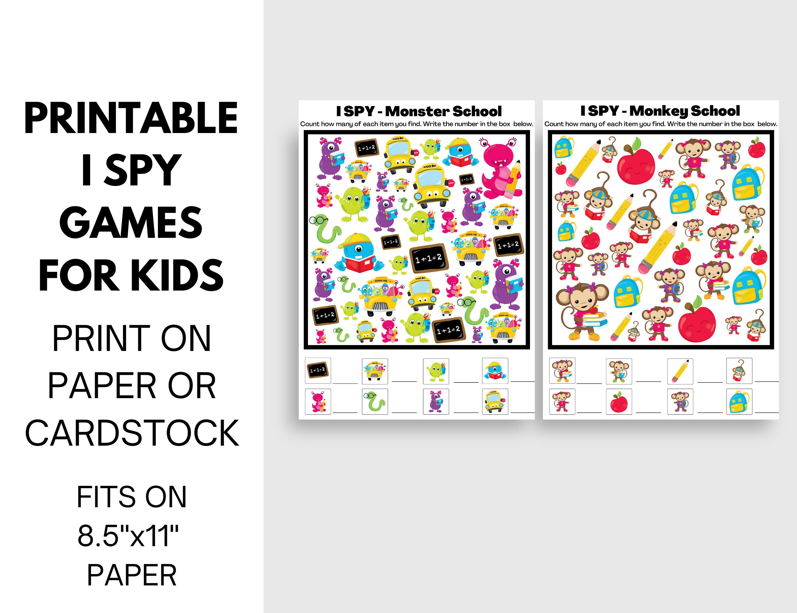 Back to School I Spy Games for Kids, Printable I Spy, Look and Find ...