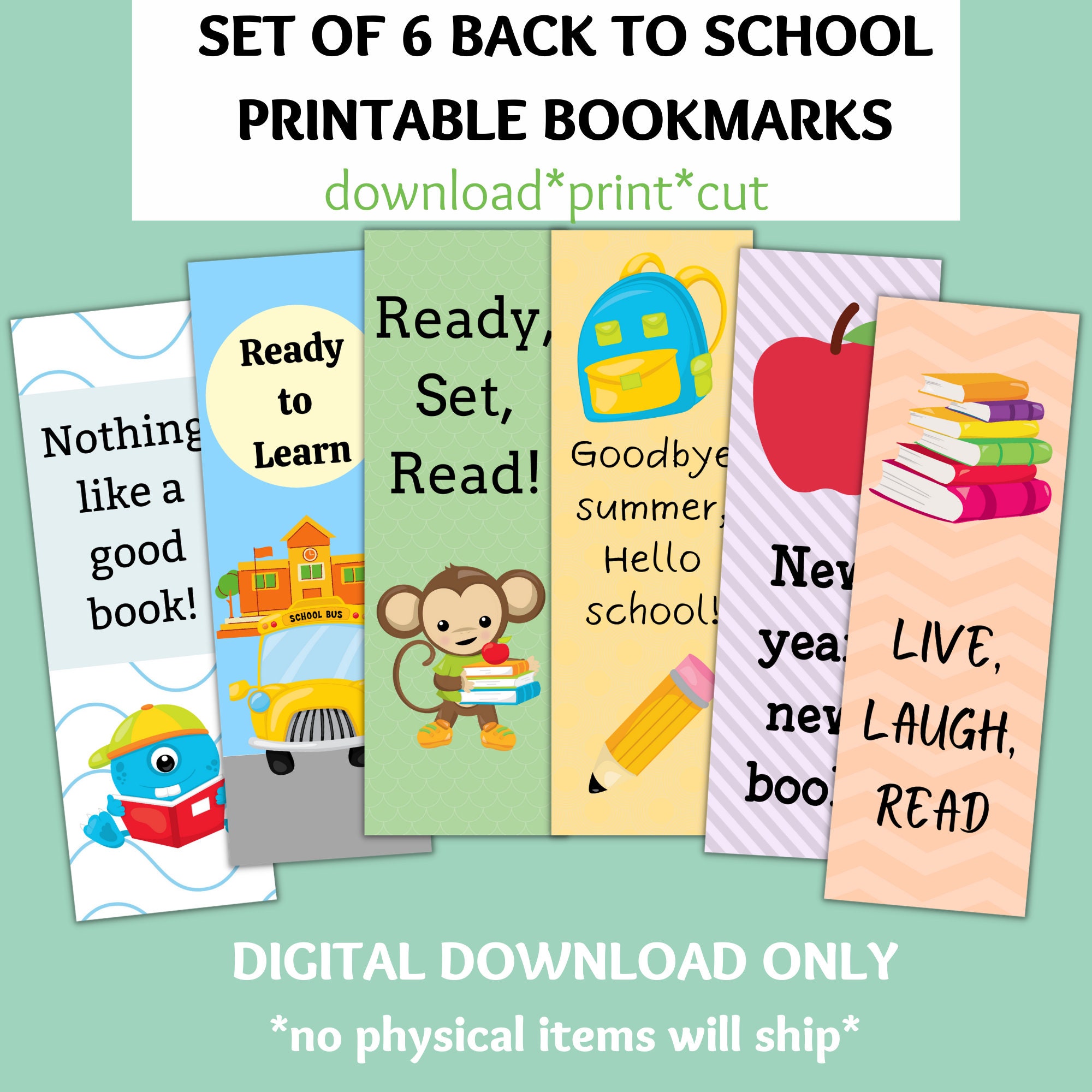 Back to School Bookmarks, Bookmarks for Kids, Kids Bookmarks, School ...
