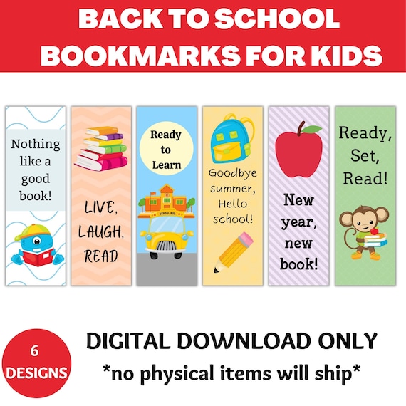 Back to School Bookmarks Bookmarks for Kids Kids Bookmarks - Etsy