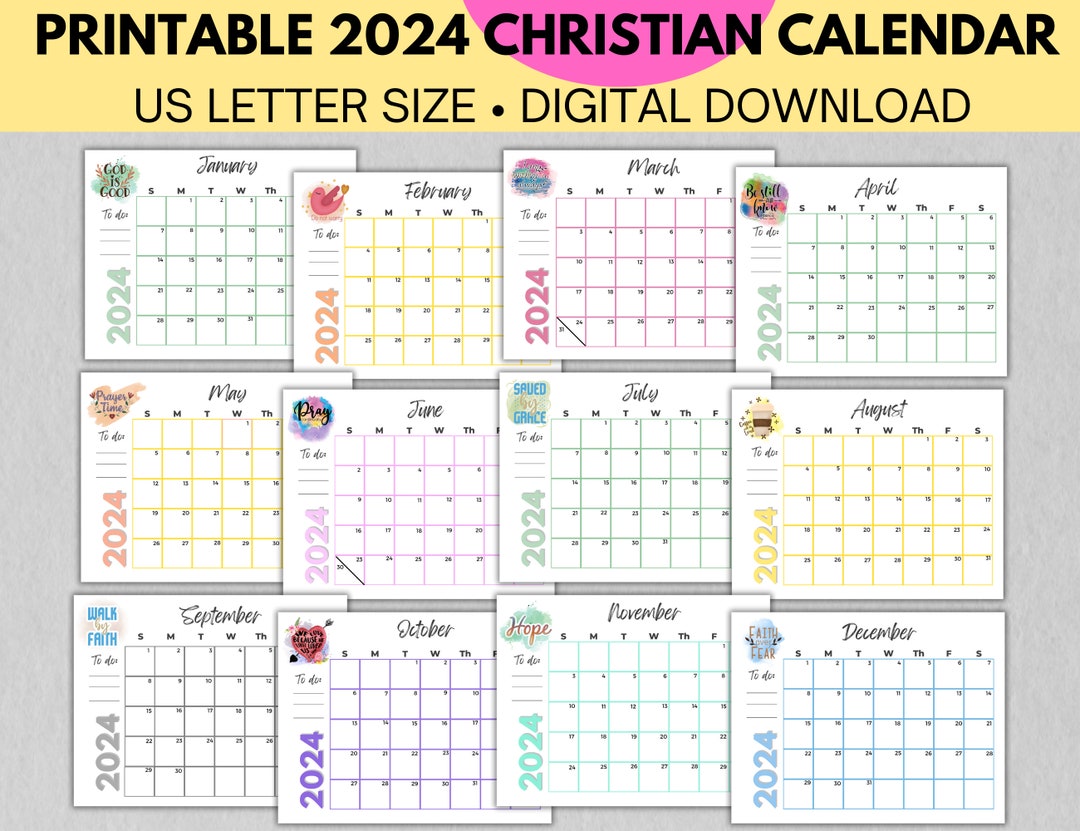 2024 Christian Printable Calendar, Christian Calendar, Printable ...