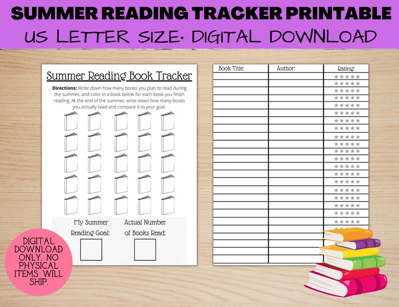 Printable Summer Reading Tracker, Book Tracker, Reading Log, Kids ...