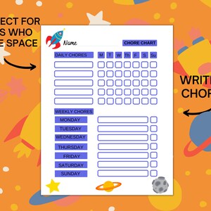 Outer Space Kids Chore Chart, Kids Chore Chart, Chore Charts for Kids ...