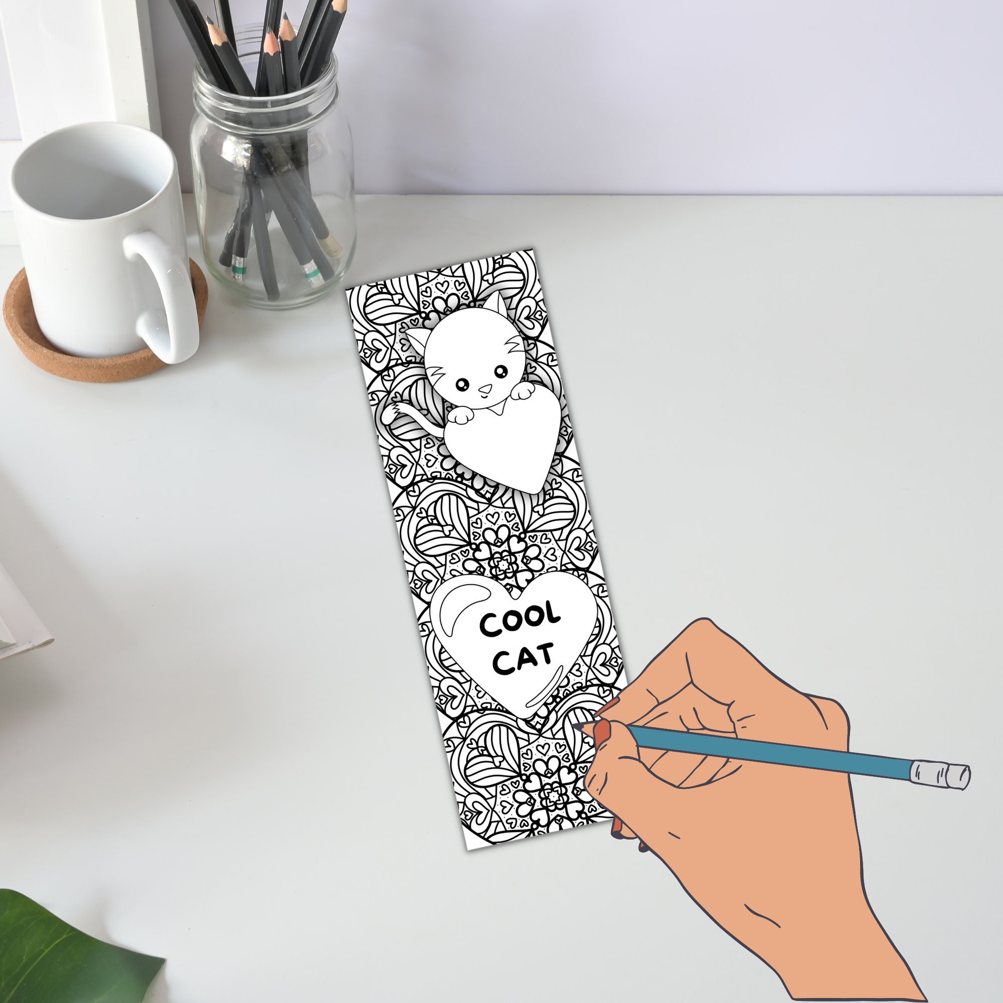 Printable Valentine's Bookmarks to Color, Valentine Coloring Bookmarks ...