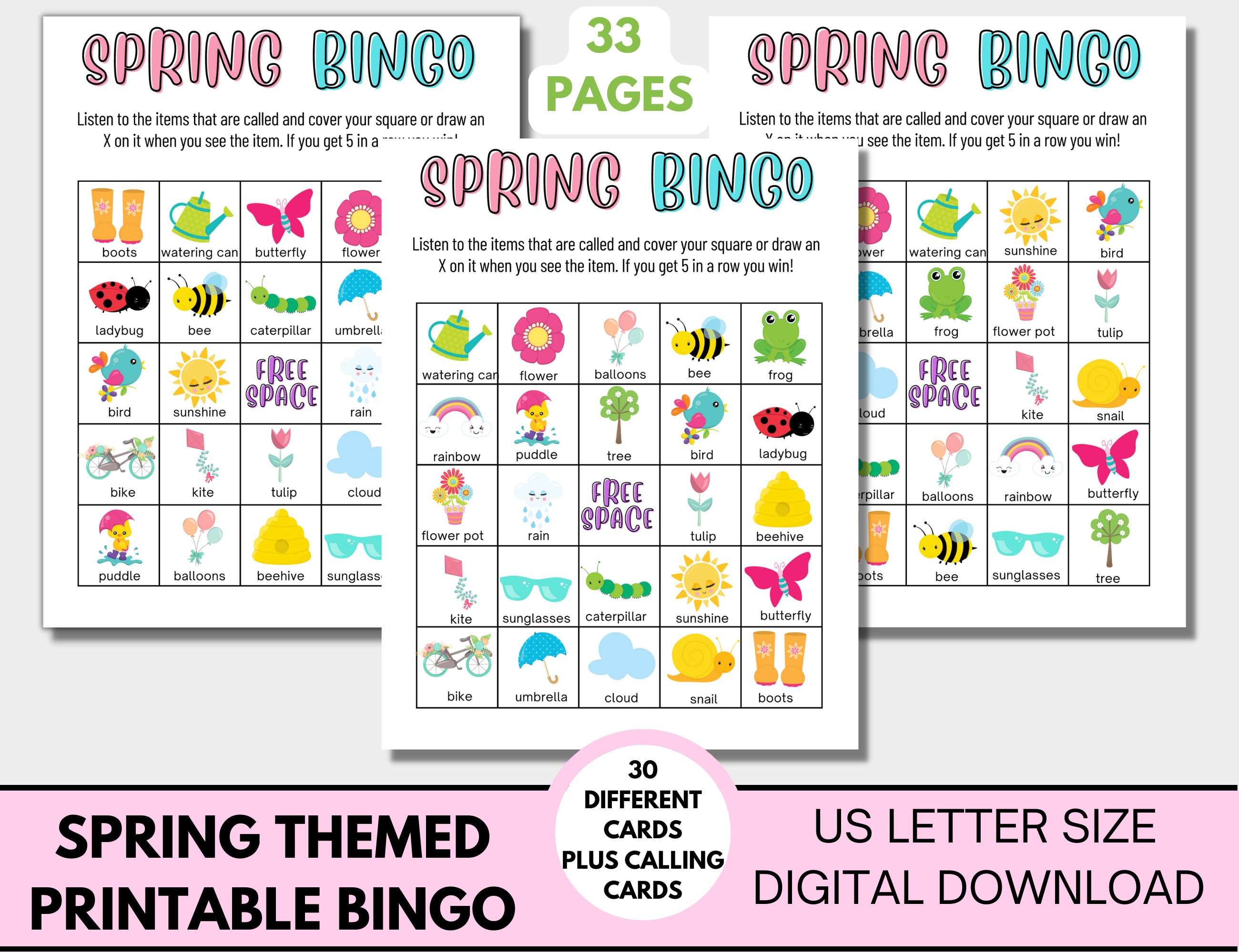 Spring Bingo Printables, Printable Bingo Game, Classroom Bingo, Sping ...