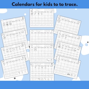 2025 Kids Traceable Calendar Printable, Traceable Kids Calendar 2025 ...