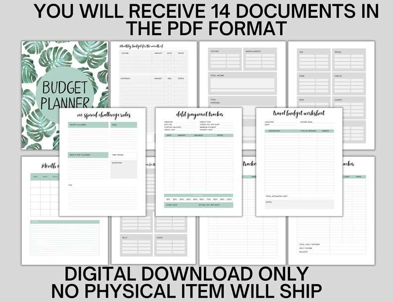 Budget Planner Printable, Printable Budget Planner, Digital Budget ...