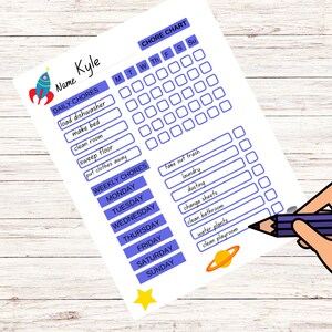 Outer Space Kids Chore Chart, Kids Chore Chart, Chore Charts for Kids ...