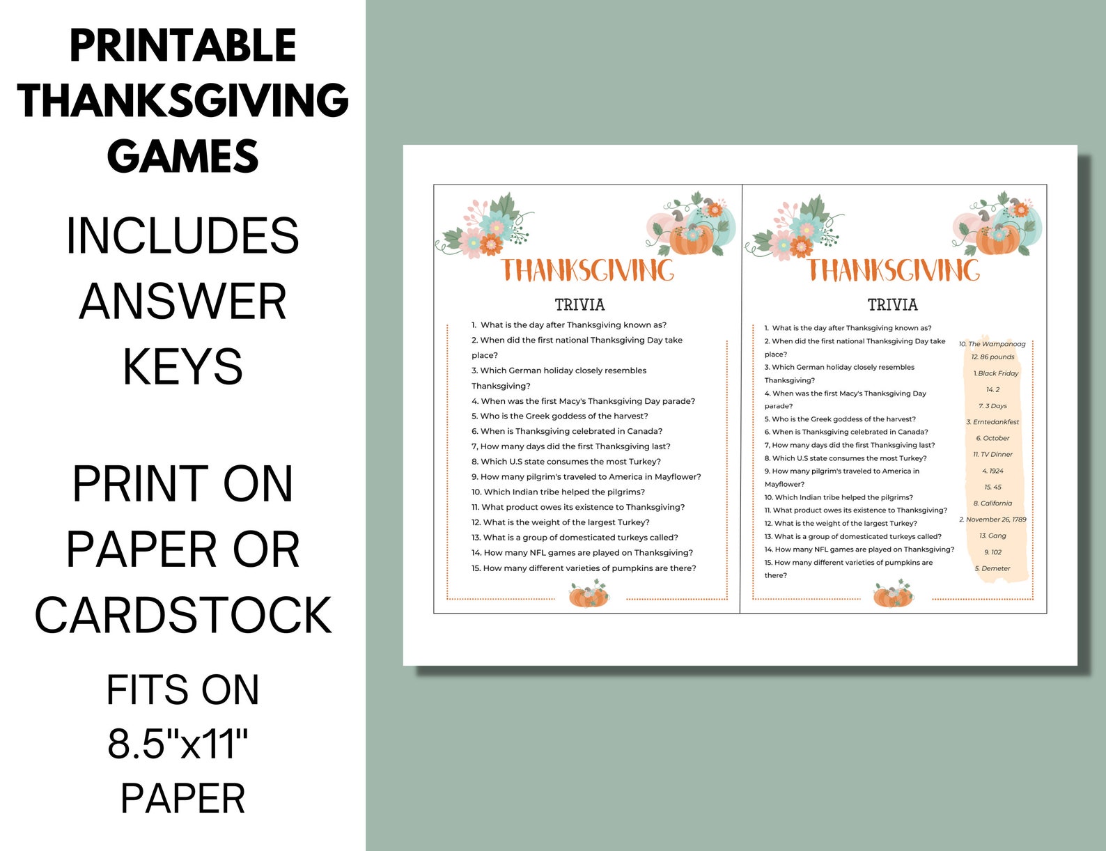 Thanksgiving Party Games, Thanksgiving Game Bundle, Thanksgiving Games ...