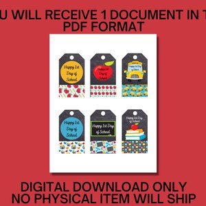 1st Day of School Gift Tags, Back to School Gift Tags, First Day of ...