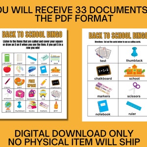 Back to School Bingo Printables Printable Bingo Game - Etsy