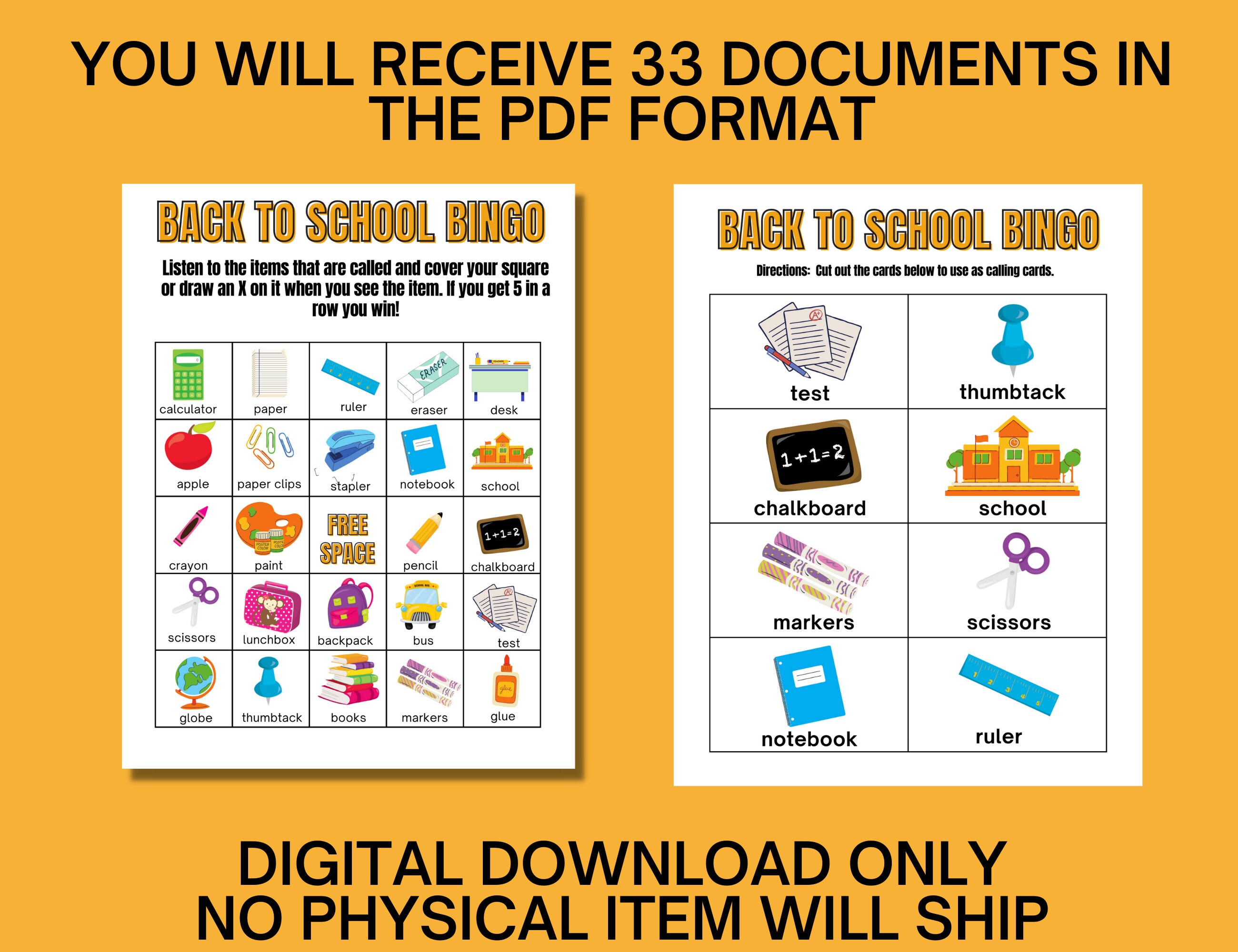 Back to School Bingo Printables, Printable Bingo Game, Classroom Bingo ...