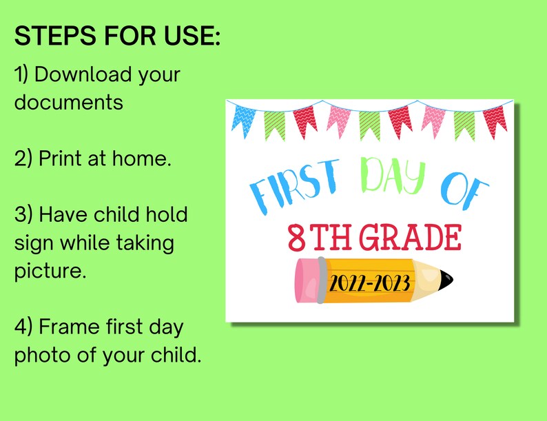 1st Day of School Sign Printable, Back to School Sign, First Day of ...