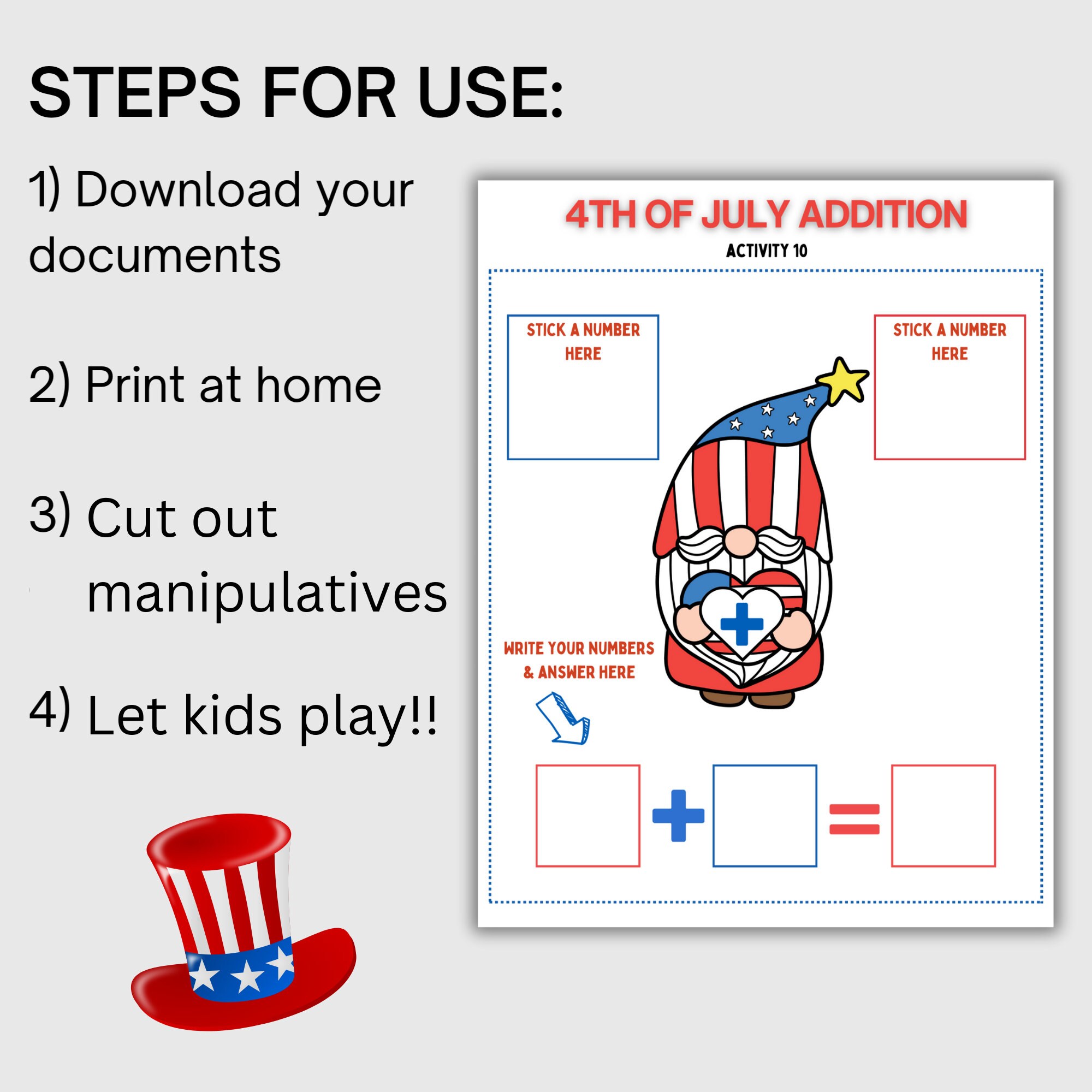 4th of July Printable Activities for Preschoolers and Kindergarteners ...