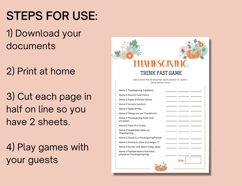 Thanksgiving Party Games, Thanksgiving Game Bundle, Thanksgiving Games ...