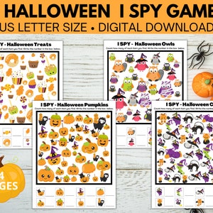 Halloween I Spy Games for Kids, Printable I Spy, Counting Game, Seek ...