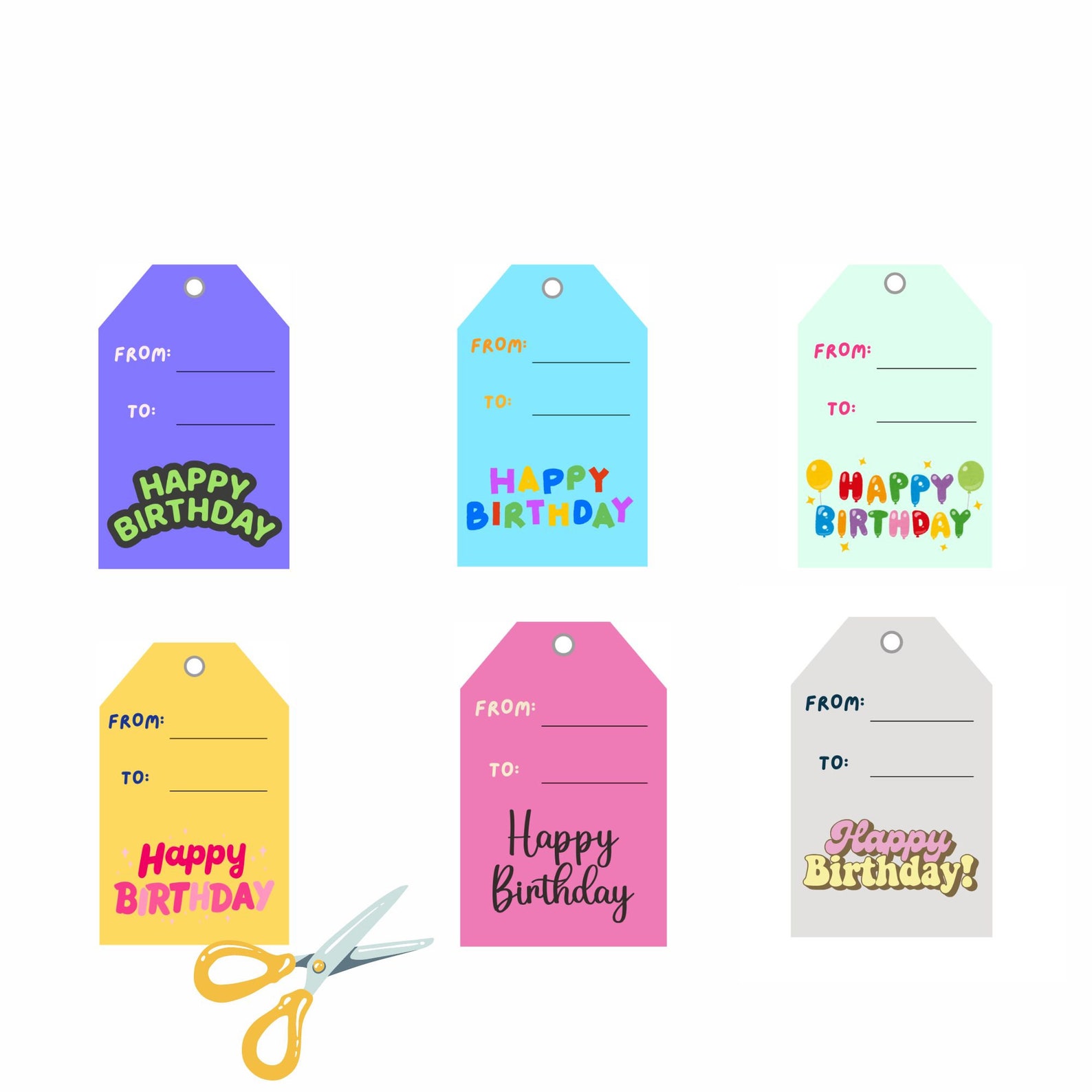 Happy Birthday Gift Tags, Printable Gift Tags, Printable Birthday Gift ...