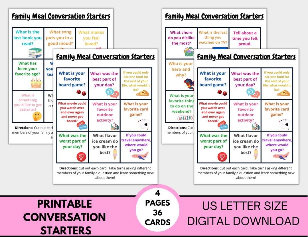 Dinner Conversation Starters, Family Dinner, Conversation Cards ...