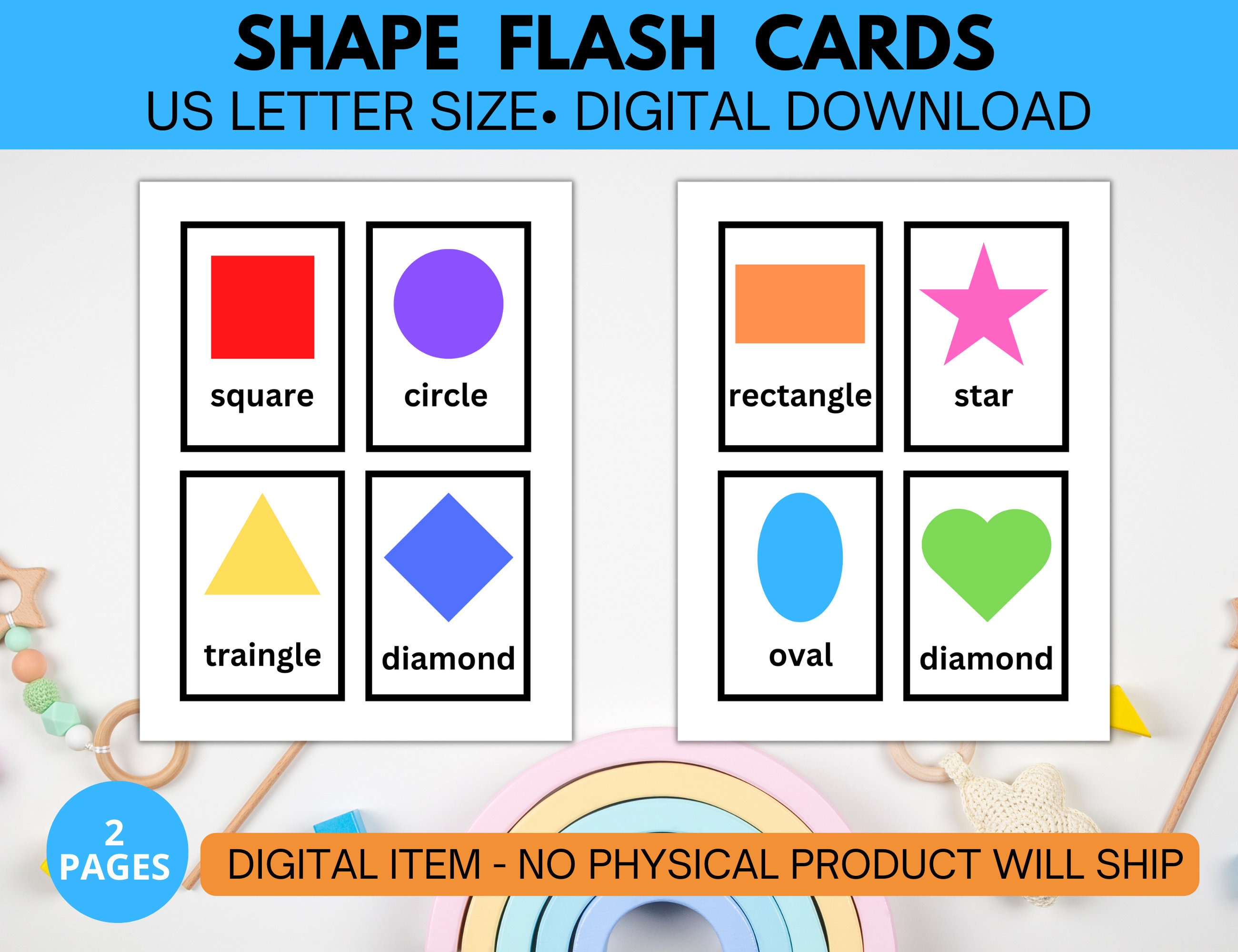 Shape Flashcards, Preschool Printable Flashcards, Toddler Flashcards ...