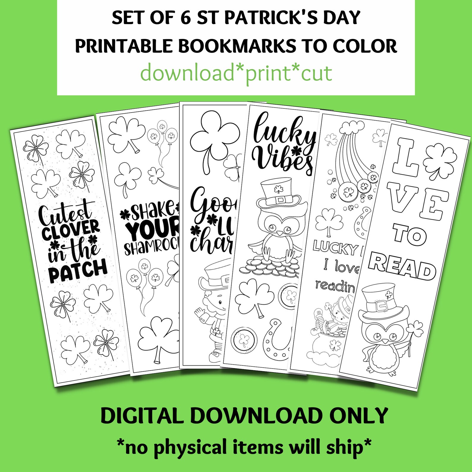 St Patricks Day Bookmarks, Printable Bookmarks, Coloring Bookmarks, St ...