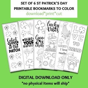 St Patricks Day Bookmarks, Printable Bookmarks, Coloring Bookmarks, St ...