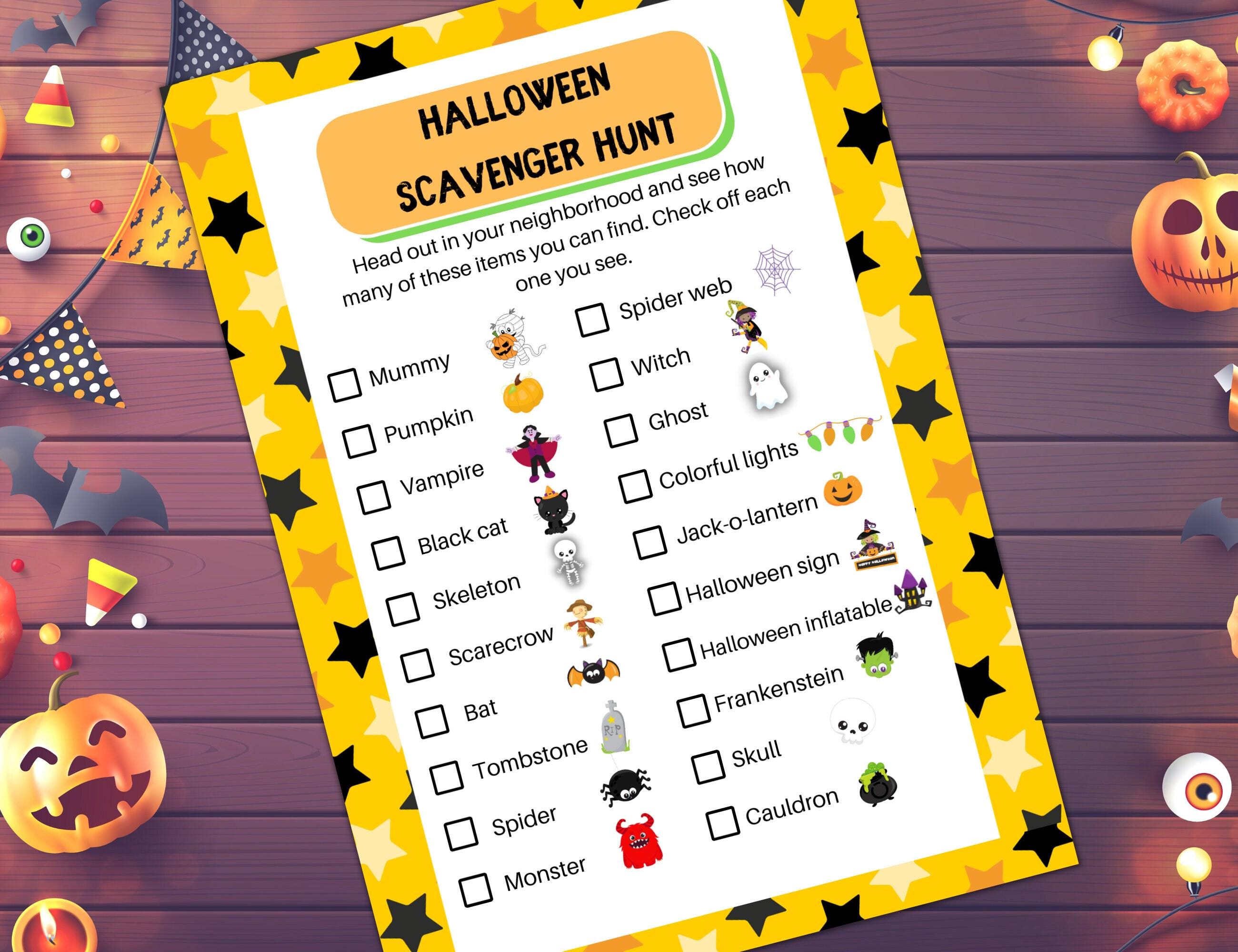 Halloween Scavenger Hunt Printable: Kids Game (digital Download) - Etsy