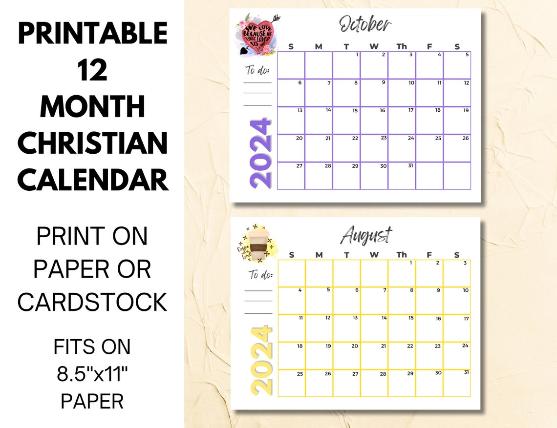 2024 Christian Printable Calendar, Christian Calendar, Printable ...