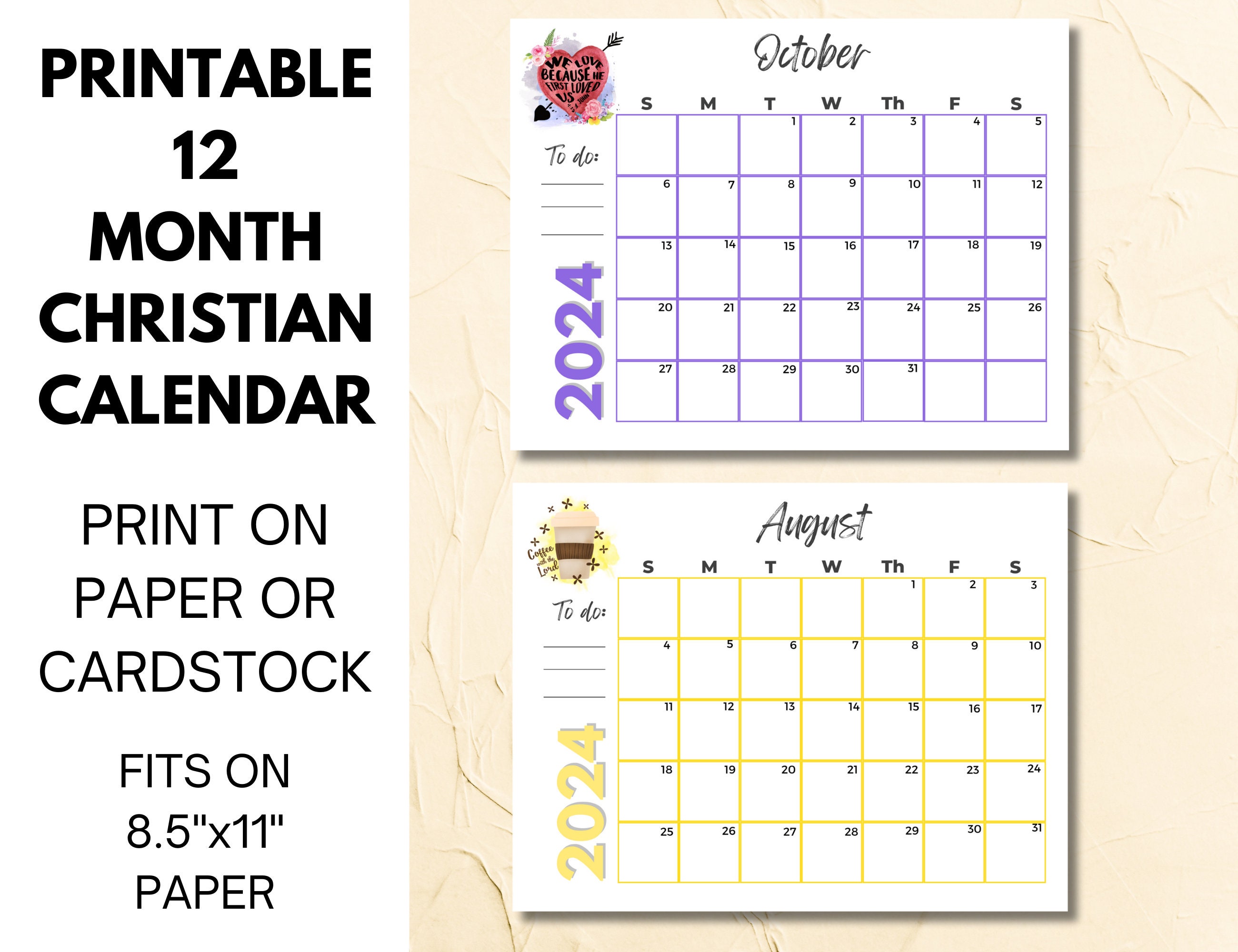 2024 Christian Printable Calendar, Christian Calendar, Printable ...