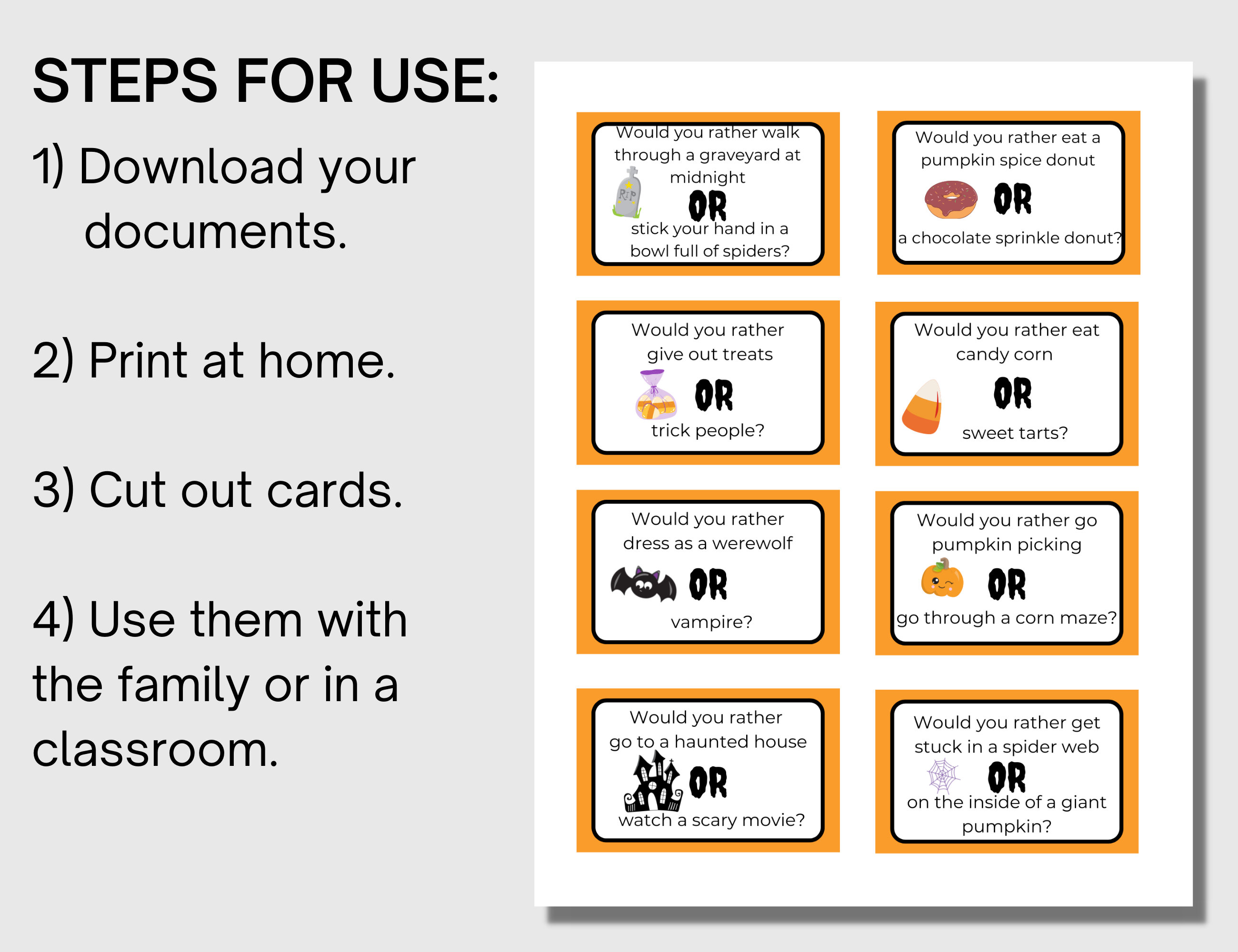 Halloween Would You Rather Game, Would You Rather Printable, Halloween ...