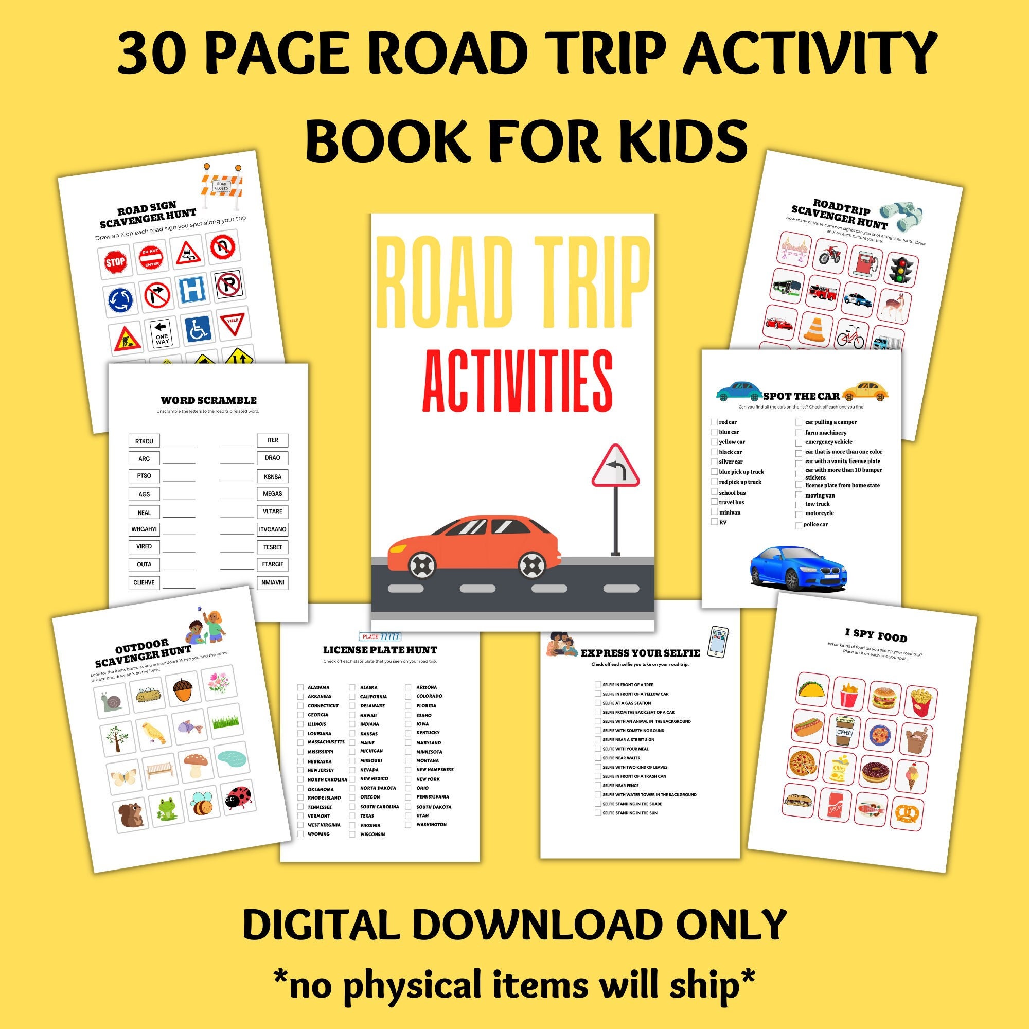 Road Trip Activity Book, Road Trip Printables, Road Trip Activities for ...