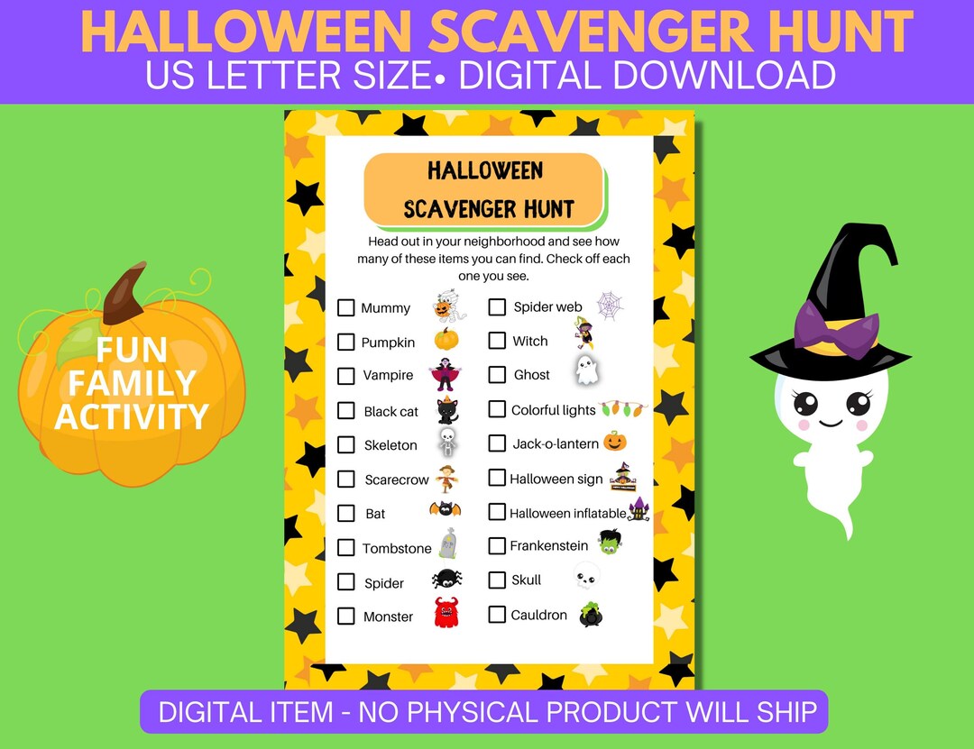 Halloween Scavenger Hunt Printable: Kids Game (digital Download) - Etsy