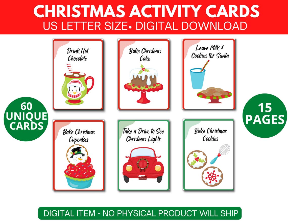 Christmas Activity Cards: Family Advent Calendar (digital Download) - Etsy