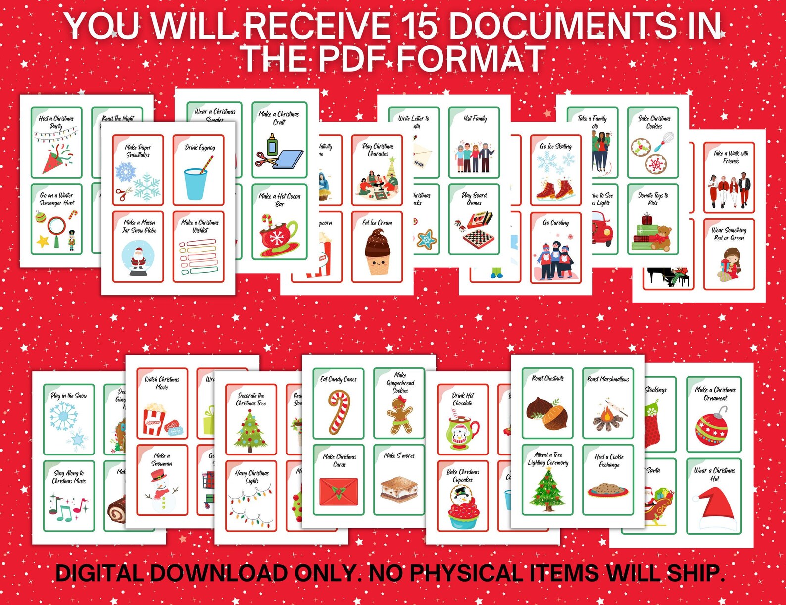 Christmas Activity Cards: Family Advent Calendar (digital Download) - Etsy