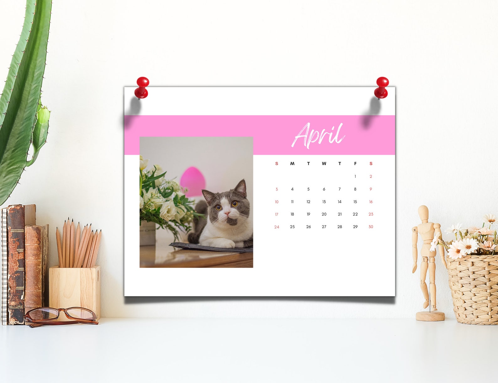 2024 Cat Printable Calendar, 2024 Printable Cat Calendar, Printable Cat ...