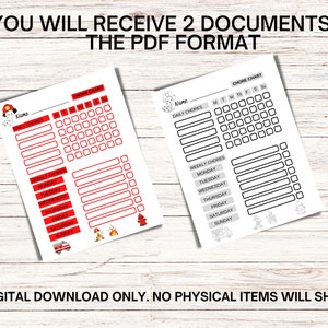 Firefighter Chore Chart for Kids: Printable Responsibility Chart ...