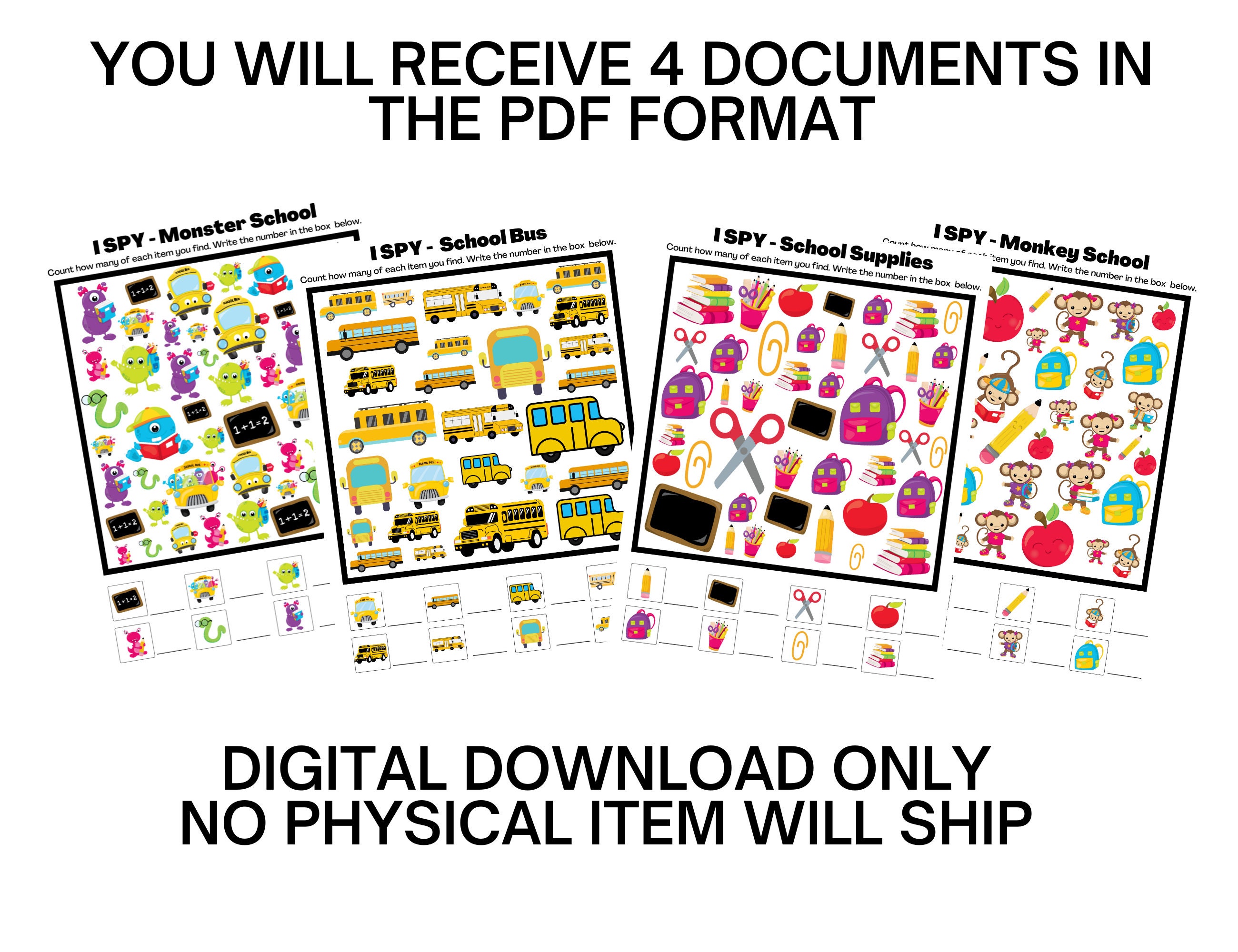 Back to School I Spy Games for Kids, Printable I Spy, Look and Find ...