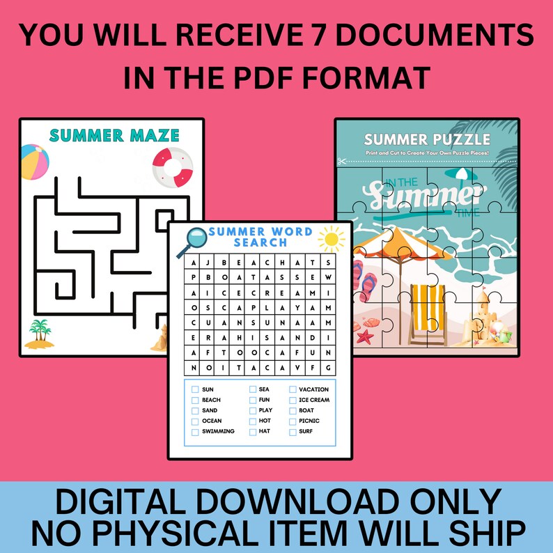 Kids Summer Activity Pack Printables, Kids Printables, Kids Summer ...