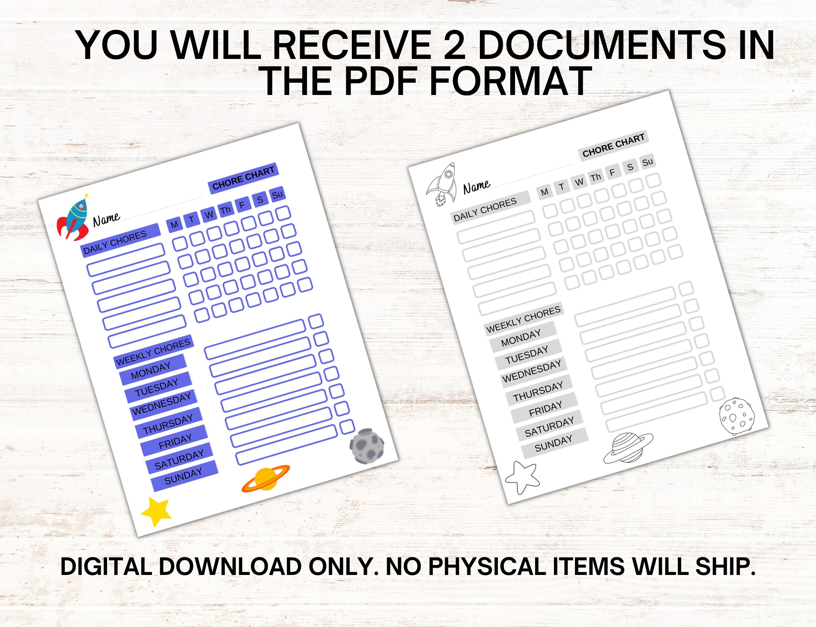 Outer Space Kids Chore Chart, Kids Chore Chart, Chore Charts for Kids ...