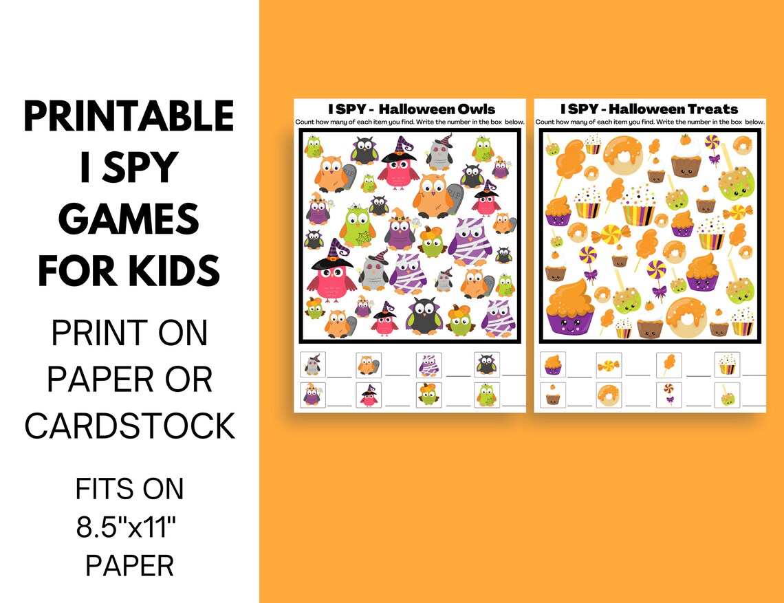Halloween I Spy Games for Kids, Printable I Spy, Counting Game, Seek ...